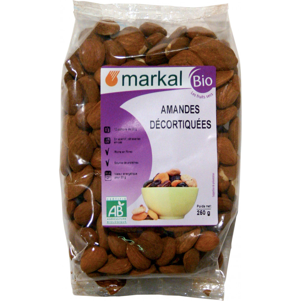Amandes décortiquées bio 250g - Course en ligne Cashbio