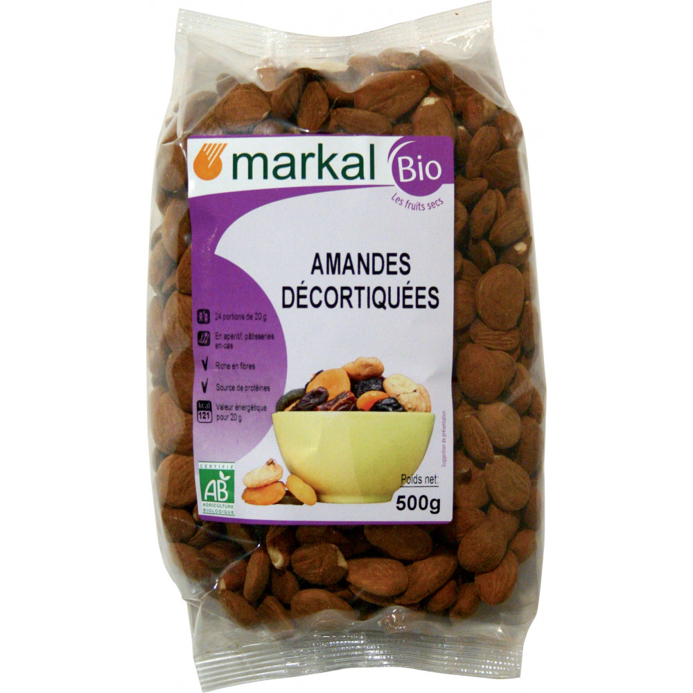 Amandes décortiquées bio 500g - Course en ligne Cashbio