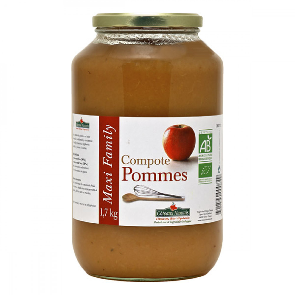 Compotes de pommes bio 1.7kg format familial - Dessert fruits - Course ...